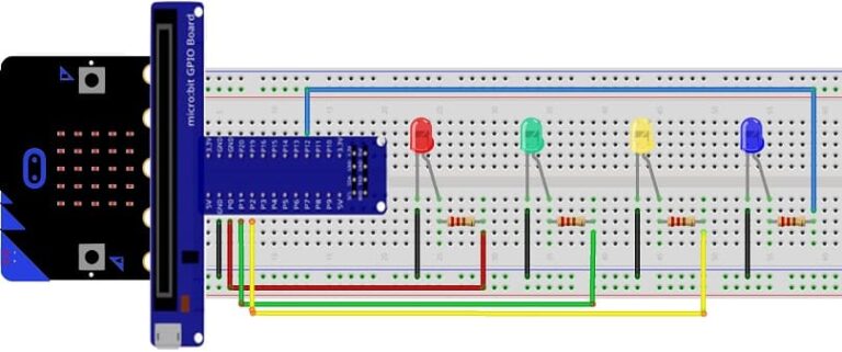 Control four LEDs by the Micro:bit board