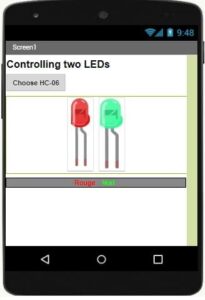 Allumer deux LEDs connectées à l'Arduino via Bluetooth