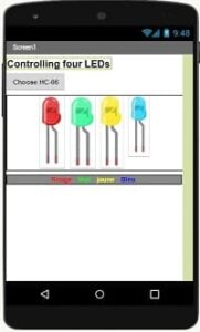 Allumer quatre LEDs connectées à Arduino UNO via Bluetooth