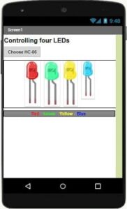 Control four LEDs connected to Arduino UNO via Bluetooth