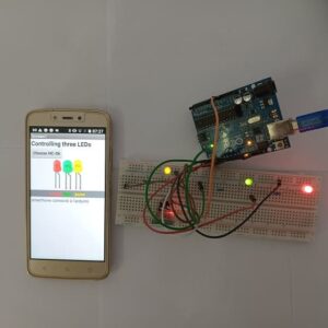 Control three LEDs connected to Arduino UNO via Bluetooth
