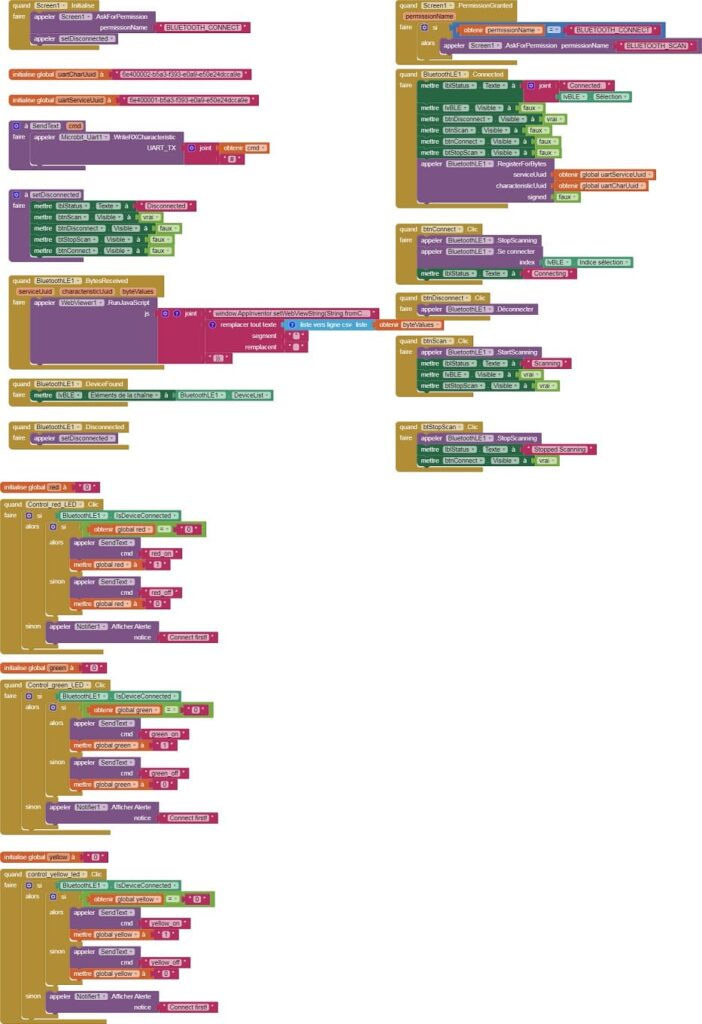 Allumer trois LEDs connectées au Micro:bit via Bluetooth