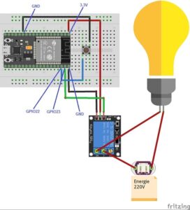 Light up a lamp connected to ESP32 using the push button