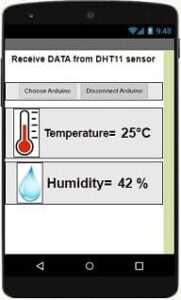 Send data to smartphone measured by DHT11 connected to Arduino