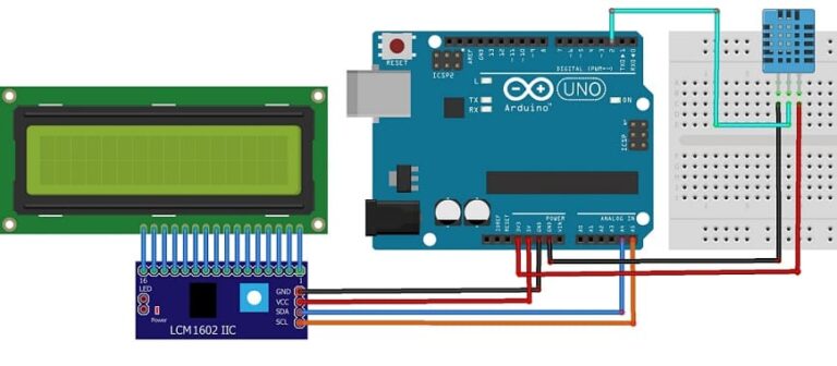 Display temperature and humidity measured by DHT11 sensor connected to ...
