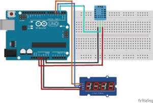 Display temperature and humidity measured by DHT11 sensor connected to Arduino on TM1637 display