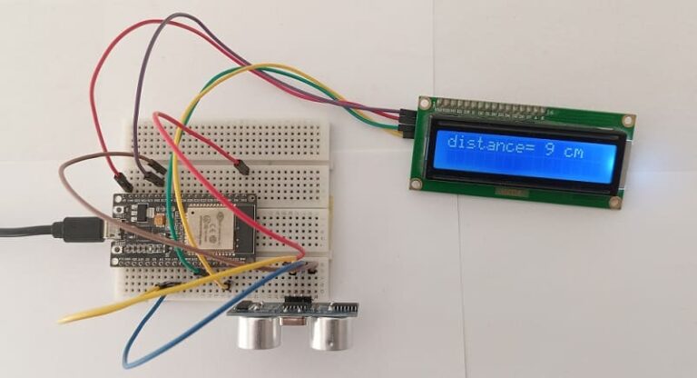 Use of HC-SR04 ultrasonic sensor and I2C LCD screen by ESP32