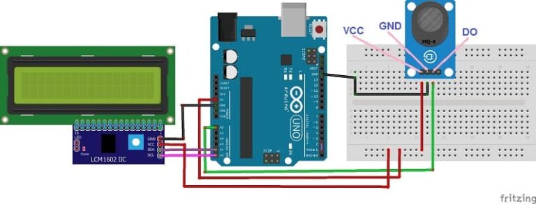 Detect gas leaks using Arduino, MQ-4 sensor and LCD screen