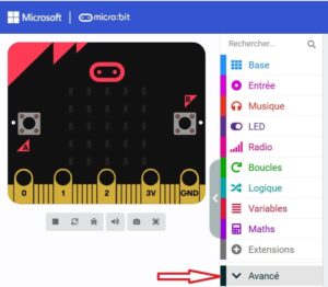 La carte Micro:bit et le servomoteur