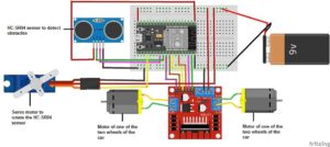 Obstacle detection robot based on ESP32 and HC-SR04
