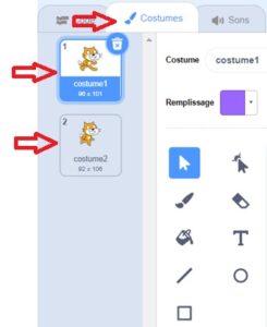 Comment changer le costume du sprite avec Scratch