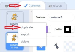 Making a sprite's costume change with Scratch