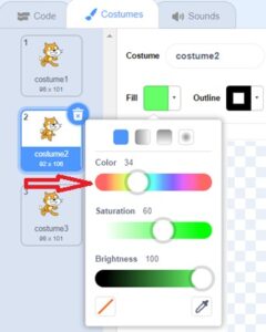 Making a sprite's costume change with Scratch